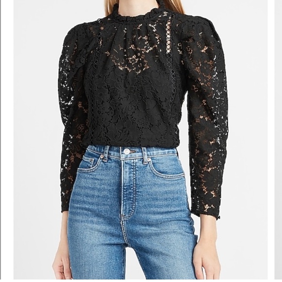 Express | Tops | New Express Lace Puff Sleeves Top | Poshmark